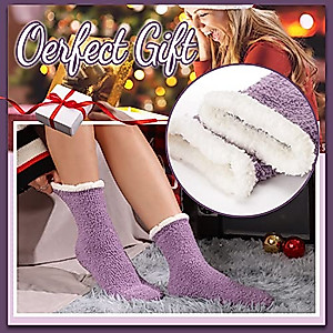 Fuzzy Socks for Women Fluffy Cozy Slipper Cabin Comfy Warm Winter Sleep Soft Plush Fleece Stocking Stuffers for Women Adult Home Socks Christmas Mothers Day Gift Ideas for Teen Girls Color D 6 Pairs