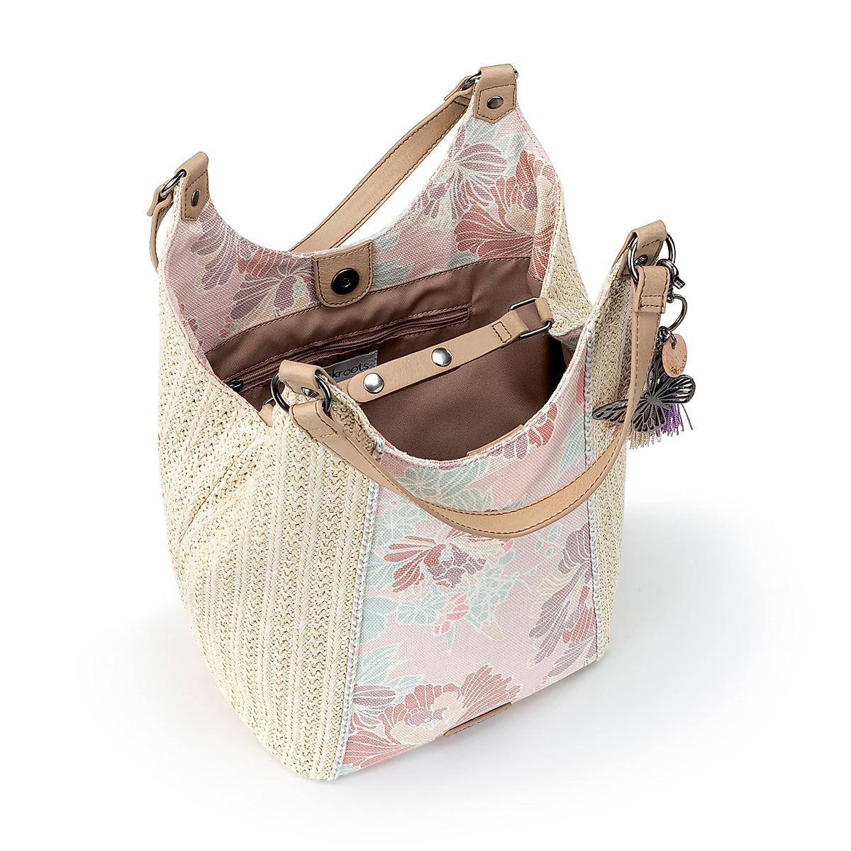 Sakroots Roma Straw Shopper, Petal Pink Flower Blossom