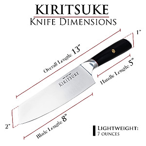 Professional Chef Knife - Kiritsuke 8 Inch Kitchen Knife - Premium Ergonomic Ultra Sharp High Carbon German Stainless Steel - Pakkawood Handle Chef's Knives