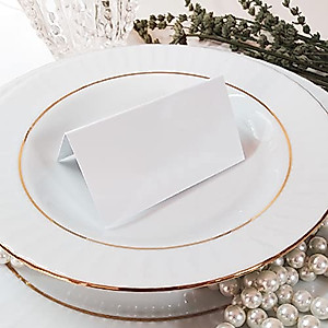 100 Pcs Premium Place Cards, Blank Place Cards - Textured Table Tent Cards Seating Place Cards for Weddings Banquets Dinner Parties 2 x 3.5 Inches