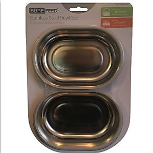 Sure Petcare SureFeed Stainless Steel Bowl Set, Compatiable SureFeed Microchip Pet Feeder, SureFeed Microchip Pet Feeder Connect and Sealed Pet Bowl, Metal, Pet Food Bowl, Pack of 2