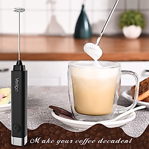 Venigo Handheld Milk Frother, Battery Operated Electric Foam Maker and Mixer for Drinks, Perfect for Bulletproof Coffee, Matcha, Cappuccino, and Hot Chocolate (Black)