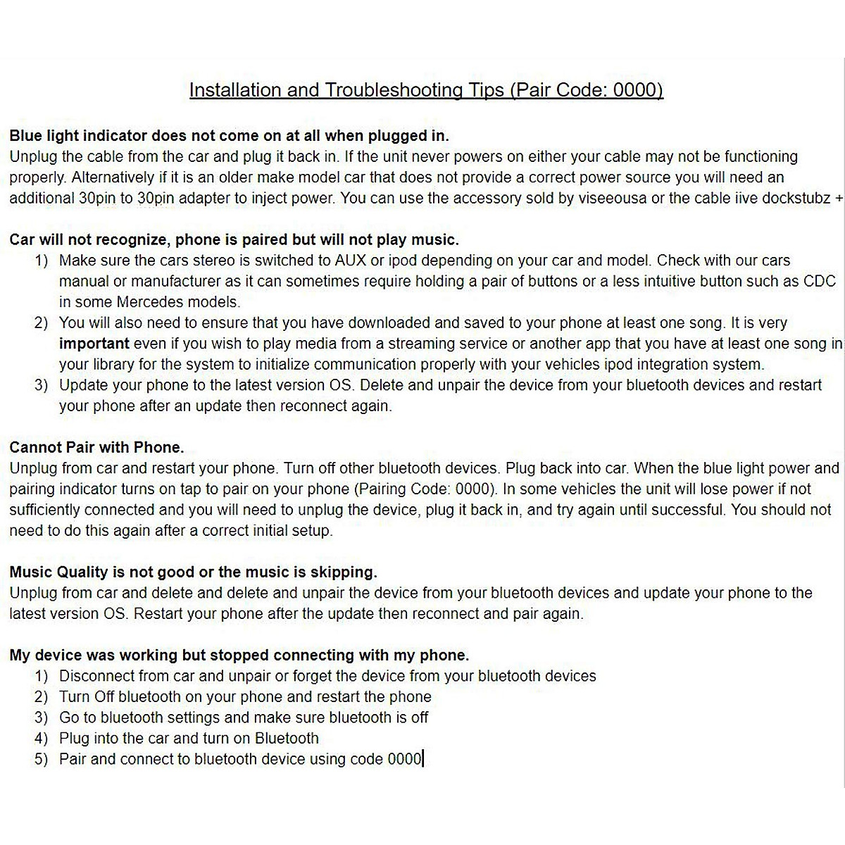 Bovee Tune2air WMA1000 - Wireless Bluetooth Music Interface Adapter for Car Audio Integration