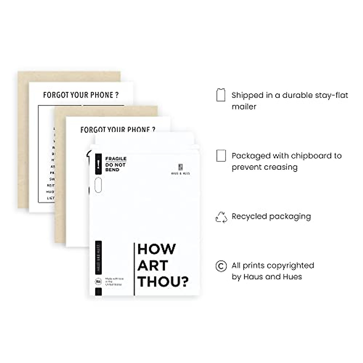 HAUS AND HUES Funny Bathroom Decor Wall Art Set of 3 Funny Bathroom Crossword Puzzle Wall Art, Bathroom Prints & Wall Art for Bathrooms | Funny Forget Your Phone Bathroom Sign, UNFRAMED 8"x10"