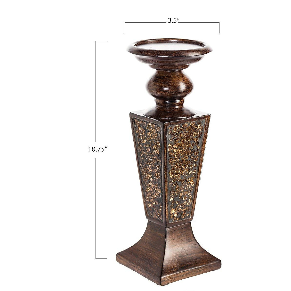 Creative Scents Schonwerk Pillar Candle Holder Set of 2- Crackled Mosaic Design- Functional Table Decorations- Centerpieces for Dining/Living Room- Best Wedding Gift (Brown)