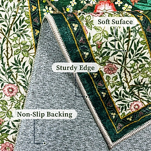8 X10 Area Rugs for Living Room, Machine Washable Rug for Bedroom, Green Rug Non-Slip for Hardwood Carpet, Vintage Soft Low-Pile Throw Rugs for Dining Room, Kitchen, Entryway, and Dorm