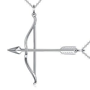 DAOCHONG S925 Sterling Silver Mens Womens Bow Arrow Couple Lovers Pendant Bff Friendship Best Friend Necklace Matching Valentine Day Gift for Women Her