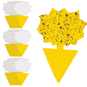 Fruit Fly Trap for Indoors Fungus Gnat Killer Indoor Sticky Traps for Mosquito and Flying Insects Yellow Sticky Paper Sheets 30 Pack Flower