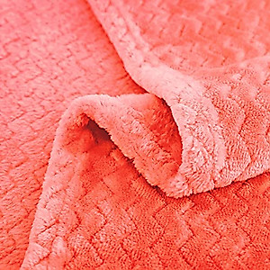 Whale Flotilla Breathable Fleece Throw Blanket for Couch Sofa(50x70 Inch), Super Soft Fuzzy Blankets for All Season, Lightweight and Fluffy, Coral(Chevron)