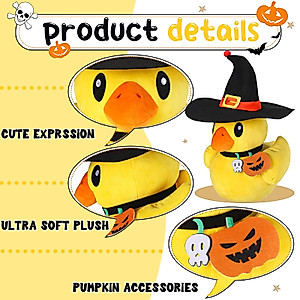 WinnerWhy Halloween Duck Stuffed Animals 11.81 Inch Huggable Soft Plush Animal Giant Stuffed Animals with Hat Plush Pillow Animal Doll for Birthday Gift Halloween Party