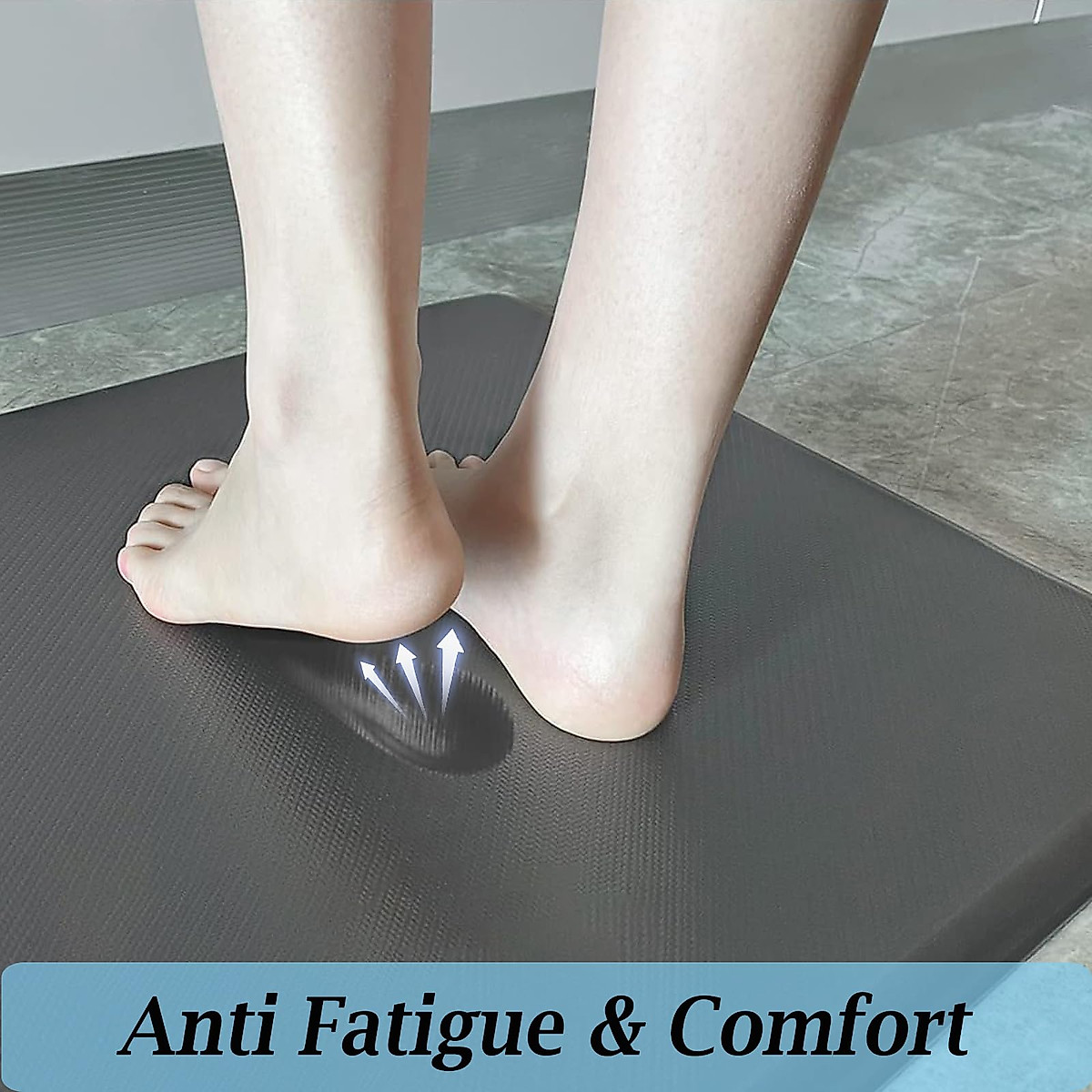 Artnice Anti Fatigue Kitchen Mat, 3/4 Inch Thick Waterproof Non Slip Cushioned Kitchen Rugs, Memory Foam Comfort Standing Mat for Home, Sink, Office, Laundry (20"x71",Grey)