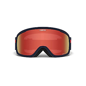 Giro Roam Ski Goggles - Snowboard Goggles for Men, Women & Youth - Red Midnight Podium Strap with Amber Scarlet/Yellow Lenses