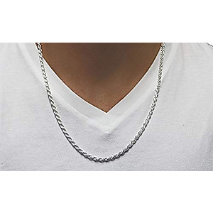 Verona Unisex Italian 925 Sterling Silver 4MM Diamond Cut Solid Rope Chain Necklace 26 Inch