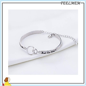 FEELMEM Life Is Tough But So Am I Bracelet Depression Suicide Mental Health Awareness Inspirational Jewelry Recovery Gift Keep Going Gift (Life Is Tough-silver)