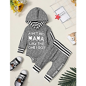 Fommy Baby Boy Clothes 0-3 Months boy clothes Letter Print Hoodies+Little Man Stripe Long Pants 2PCS Infant Boy Outfit Baby Boy Stuff Gifts Clothing Set