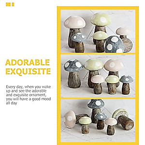 ABOOFAN Artificial Plants 2pcs Tiny Mushrooms Mini Mushroom Miniature Figurines Artificial Mushroom Statue Resin Mushroom Model for Landscape Plant Pot Bonsai Craft Home Decor