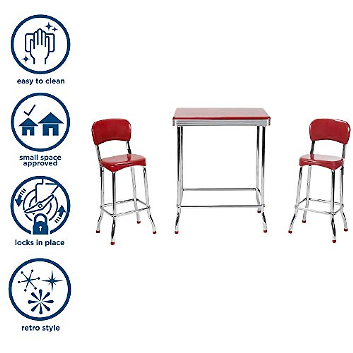 COSCO Stylaire 3 Piece High Top Set, Red & Chrome