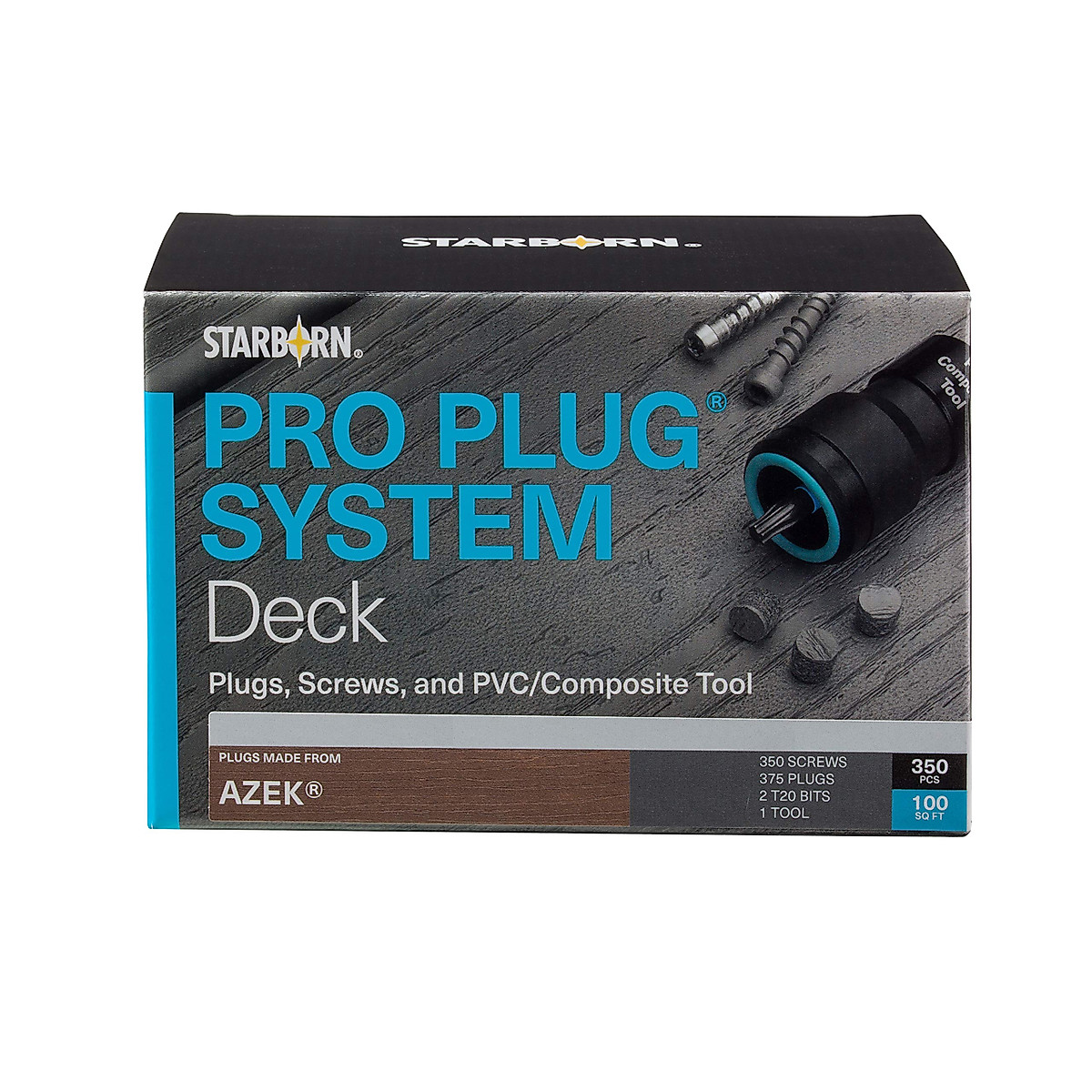 Starborn Industries Pro Plug System for Azek Dark Hickory Decking - Epoxy Finish #10 x 2-3/4" - 350 pcs for 100 Sq. Ft.