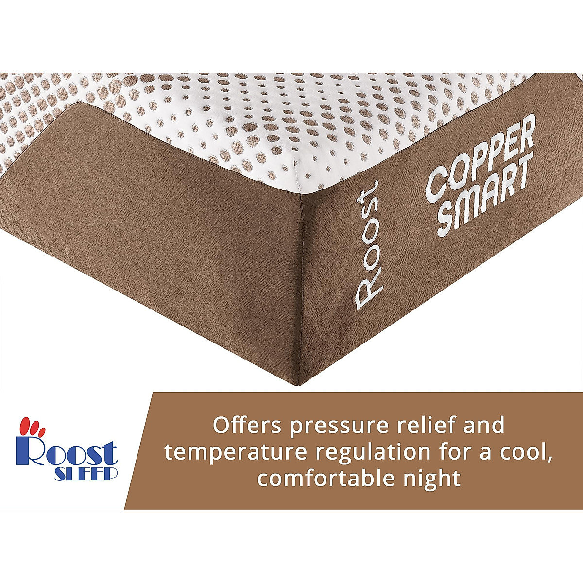 Roost Copper Smart 14-Inch Thermic Gel Memory Foam Mattress with Copper Infused Cover for Cool and Comfortable Sleep, Easy Set Up and Durable Copper Mattress, Full