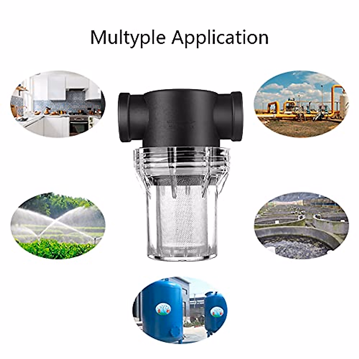 Cxztcl Inline Pipe Filter 1 Inch 40 Mesh Sediment Filter Strainer Attachment Raw Water Strainer for RV,Outdoor Gardening,Pressure Washer