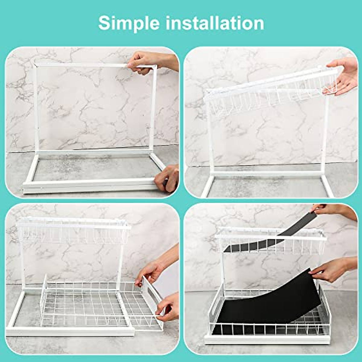 JOLIXIEYE Under Sink Organizer 2 Tier Under Kitchen Sink Organizer Pull Out Cabinet Organizer Multi-Purpose Under Cabinet Storage with Sliding Out for Laundry Bathroom Kitchen,White