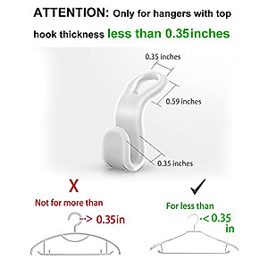 Venupple Clothes Hanger Connector Hooks, 50PCS Plastic Hanger Extenders for Clothes, Heavy Duty Cascading Connection Hooks Space Saving Organizer for Closet, Wardrobe, White