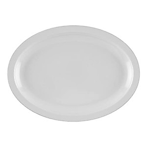 G.E.T. OP-614-W Melamine Oval Serving Platter, 13.25" x 9.75", White (Set of 12)
