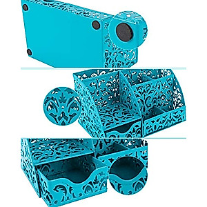 EasyPAG Desk Organizer Caddy with 6 Compartments and 1 Sliding Drawer Desktop Accessories Office Supplies Holder for Home School Classroom,Dark Teal