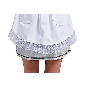 Nanxson Retro Lace Maid Costume Half Apron with Pocket Adjustable Kitchen Cooking Apron for Women and Girls CF3130 (whtie, One Size)