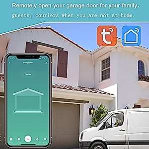 Smart Garage Door Opener WiFi - Wireless Remote Controller Switch,Compatible with Alexa Google Assistant Siri, Tuya Smart Life APP Smartphone Control, No Hub Required