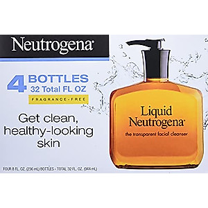 Neutrogena Fragrance Free Liquid Neutrogena, Facial Cleansing Formula, 8 oz Pump Bottles (Pack of 4)