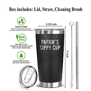 Papaw's Sippy Cup Travel Mug - Funny Father's Day Birthday Christmas Gifts From Son Daughter - New Tumbler