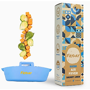 FRYDAY Platinum Silicone Air Fryer Liner - 8” Air Fryer Liners Fit Most 4 QT, 6 QT, 8 QT Air Fryer Basket - Reusable and Dishwasher Safe Silicone Airfryer Liners - Non-Toxic Air Fryer Accessories