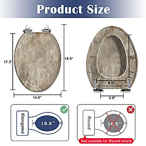 Elongated Toilet Seat Ceramic Floor Tiles Wall Tiles Natural Marble High Granite Surface For Resin Toilet Seat Quietly Slow Close with Quick-Release Hinges Toilet Seat with Cover Easy to Clean Install