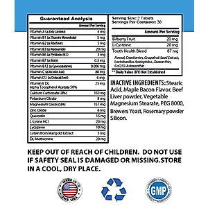 Dog Dental Treats Large Breed - Dog Teeth Health Care - Advanced Complex - Eliminate Bad Breath Plaque Build UP - Healthy Gums - Vitamin b12 for Dogs - 120 Tablets (2 Bottles)