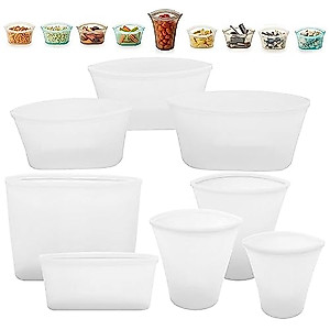Reusable Food Storage Bags [Full Set of 8] Silicone Containers for Food Storage Freezer,Microwave,And Oven Safe Sandwich Containers Silicone Meal Prep Container,Stand Up Preservation Bag,Easy Cleaning