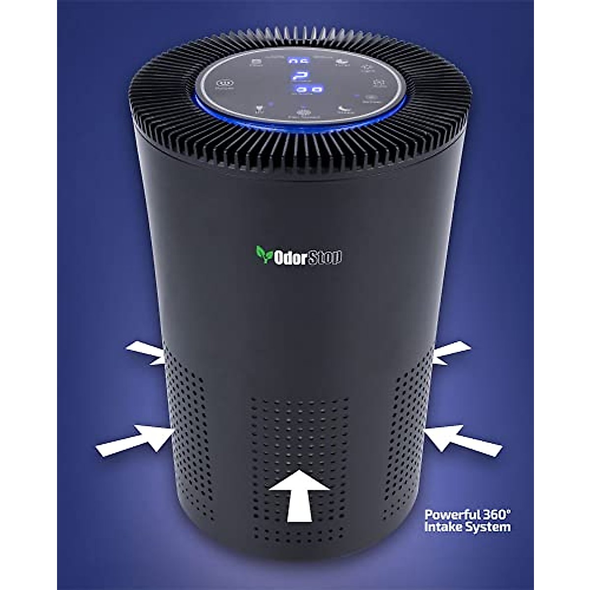 OdorStop OSAP5 HEPA Air Purifier for areas up to 1000 Sq Ft with H13 True HEPA Filter, Active Carbon, 5-Speed, Auto Mode, Sleep Mode, Child Lock, and Timer - Black