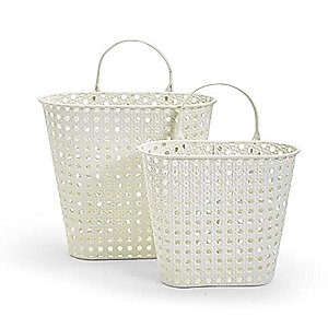 Two's Company Cane Webbing Pattern Set of 2 Decorative Baskets