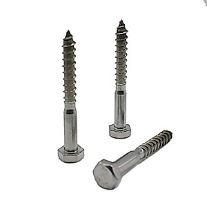 5/16" X 3" Stainless Hex Lag Bolt Screws for Wood, (10 Pack) 304 (18-8) Stainless Steel, by Fullerkreg