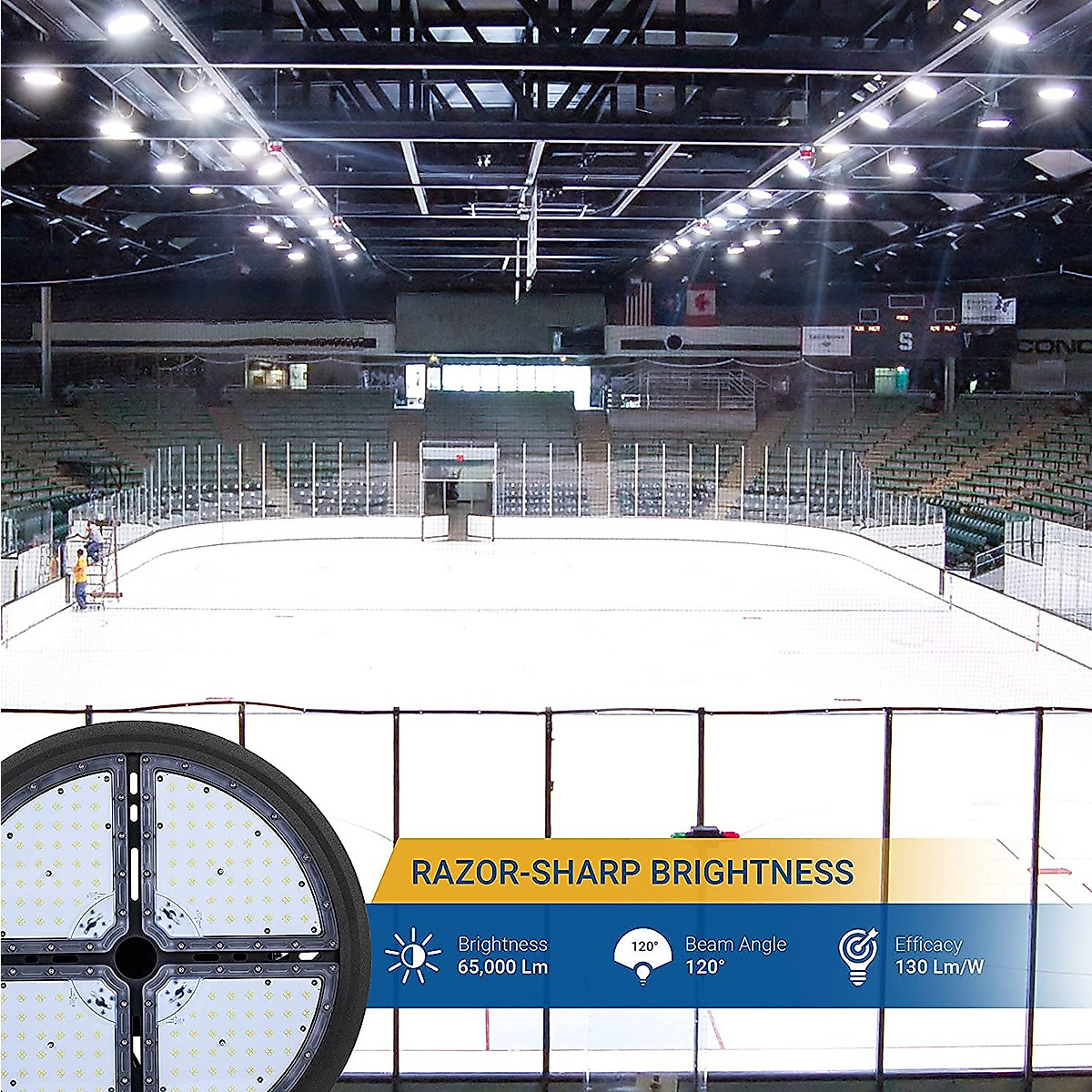 Hyperikon LED UFO High Bay Light 500W (2500 Watt Replacement), Shop and Warehouse Area Lighting, DLC