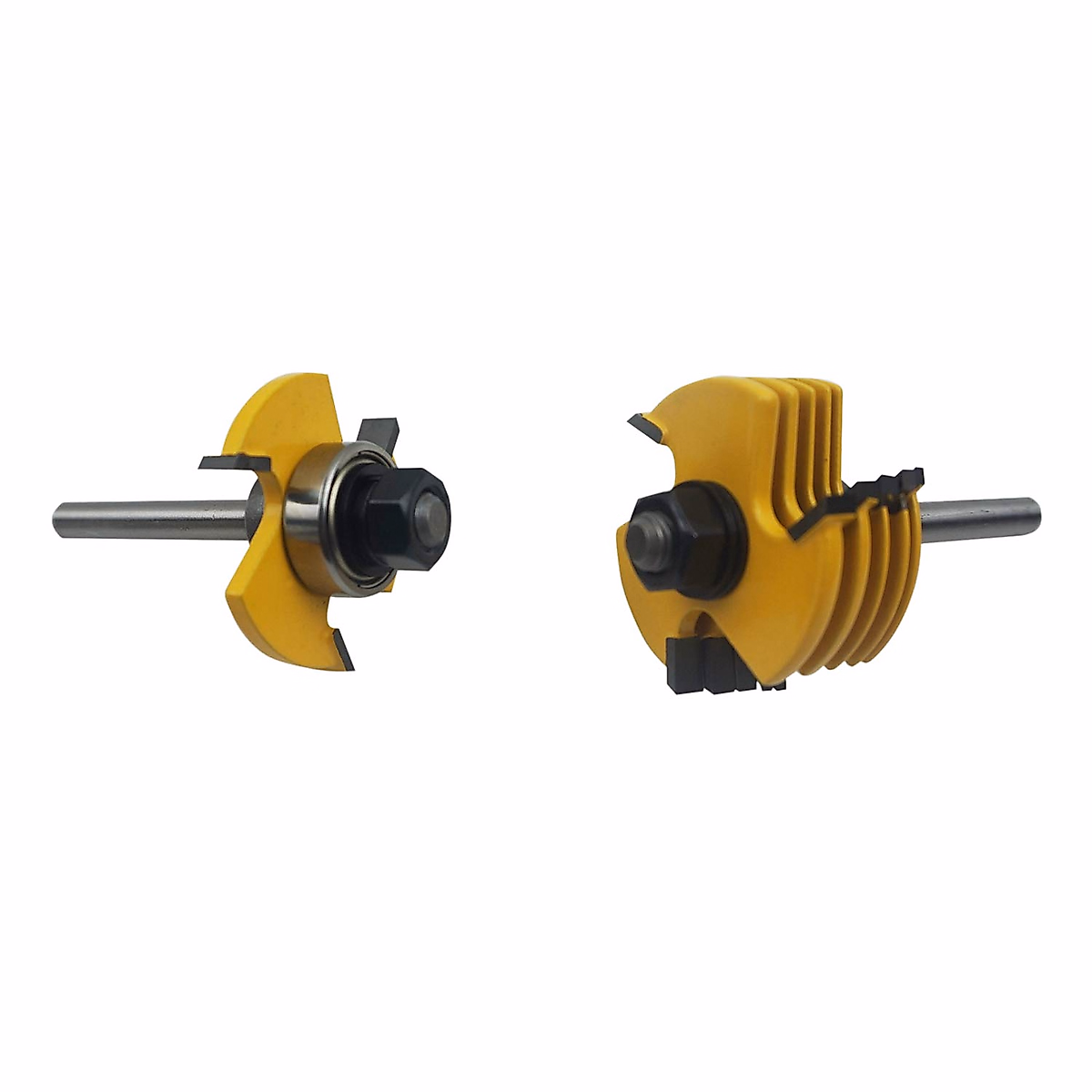 LoveDeal 1/4 Inch Shank Slot Cutter Router Bit Set, 3 Teeth T Shape Molding Wood Milling Cutter, Adjustable 3 Wings Carbide Woodworking Tool - with 6 Pcs Slotting Cutter Blades, for Cabinet(6 Sizes)