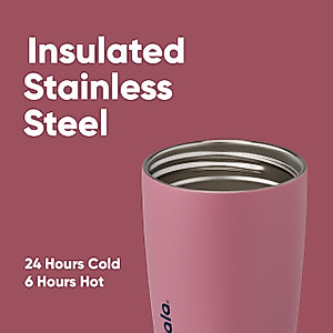 Owala SmoothSip Slider Insulated Stainless Steel Coffee Tumbler, Reusable Iced Coffee Cup, Hot Coffee Travel Mug, BPA Free 12 oz, Purple/Pink (Crochet Queen)