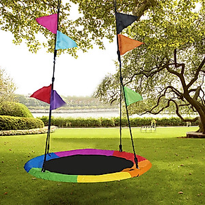 Hanging Tree Swing Waterproof Backyard Hammock Chair Max Capacity 600lbs Play Nest Swing Play House Castle Outdoor Garden Flying Family Swing Seat Camping Tree House with Hanging Straps Set