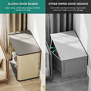 YITAHOME 73 Gallon Large Outdoor Storage Cabinet w/Shelf, Heavy-Duty Double-Wall Resin Storage Cabinet w/Sliding Doors for Indoor/Outdoor/Garage/Lawn Care, Waterproof, Light Gray