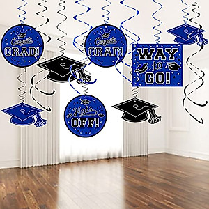 Graduation Party Supplies 2023 Graduation Decorations 2023 Graduation Party Hanging Swirl Grad Decor 2023 Grad Decorations Congrats Grad Decorations Blue Hanging Swirl Already Assembled by HappyField