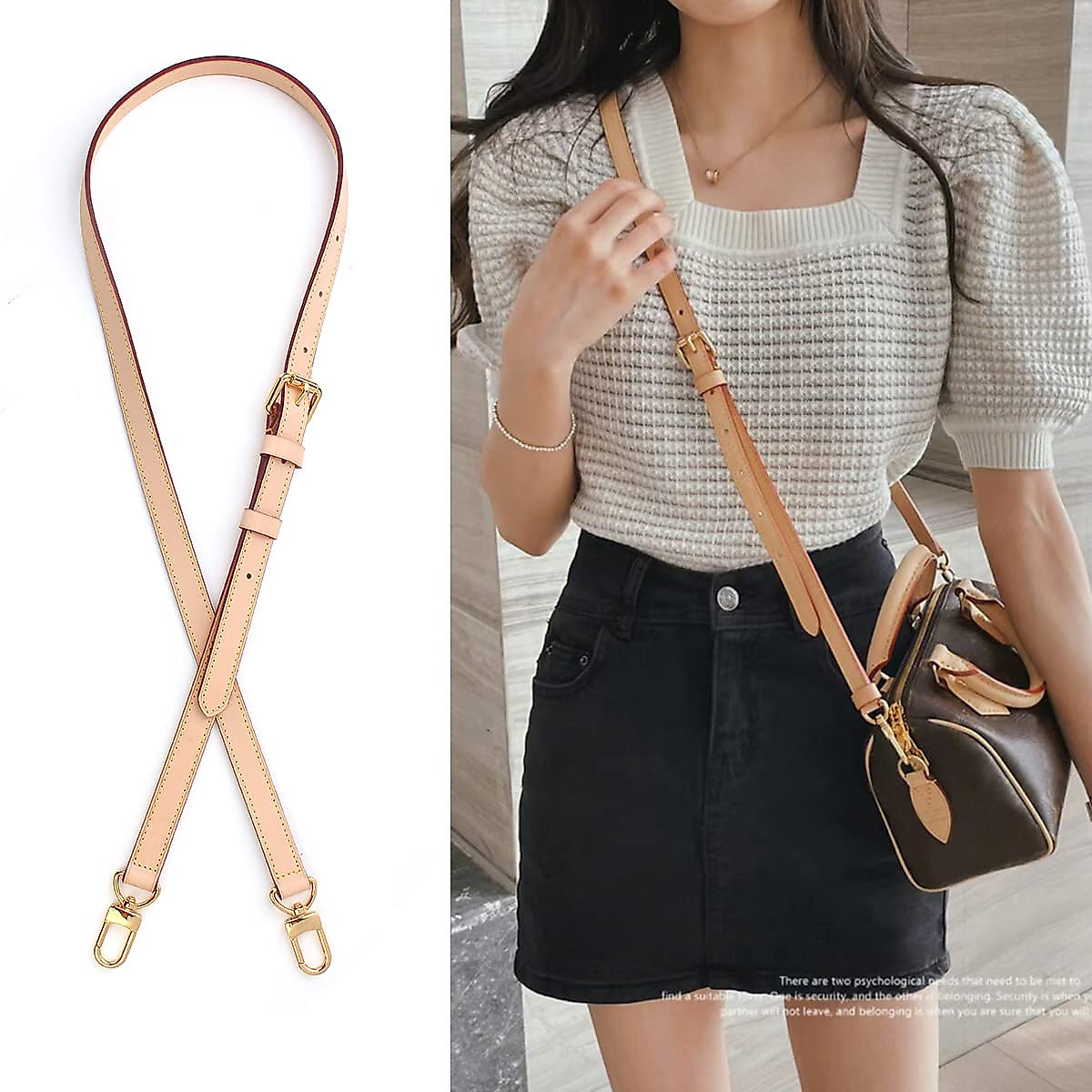 jiesinlov Vachetta Leather Replacement Crossbody Bags Strap Adjustable Shoulder Strap for Speedy 20 25 (0.70Width Adjustable 39.4-47.2Length)