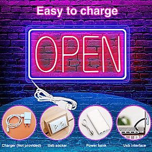 KABOER Neon Open Sign,16"x 9" LED Lights Open Sign Christmas Decoration,New Ultra Bright LED Neon Sign Wall Art for Business Bar Salon Shop Club(OPEN)