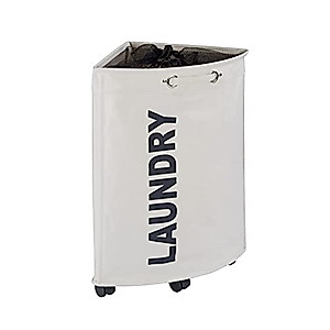 WENKO Corner Bin Beige Tresco, Hamper for Tiny Spaces, Laundry Collector, 13.21 gallon/13" x 23.6" x 13"