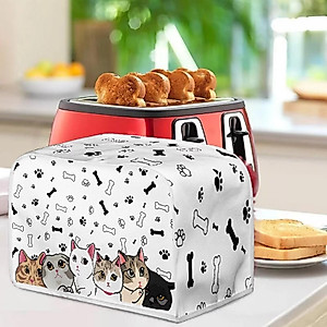Baxinh Cat Paw Print Bread Maker Cover Toaster Oven Cover, Dustproof Toaster Cover Fits for Most Standard 2 Slice Bread Machine, Small Kitchen Appliance