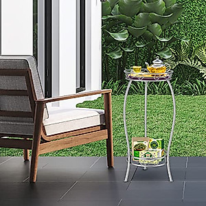 Skycarper Tall Metal Plant Stand 2 Tier Flower Pot Rack Organizer Indoor Outdoor Multiple Holder,Silver